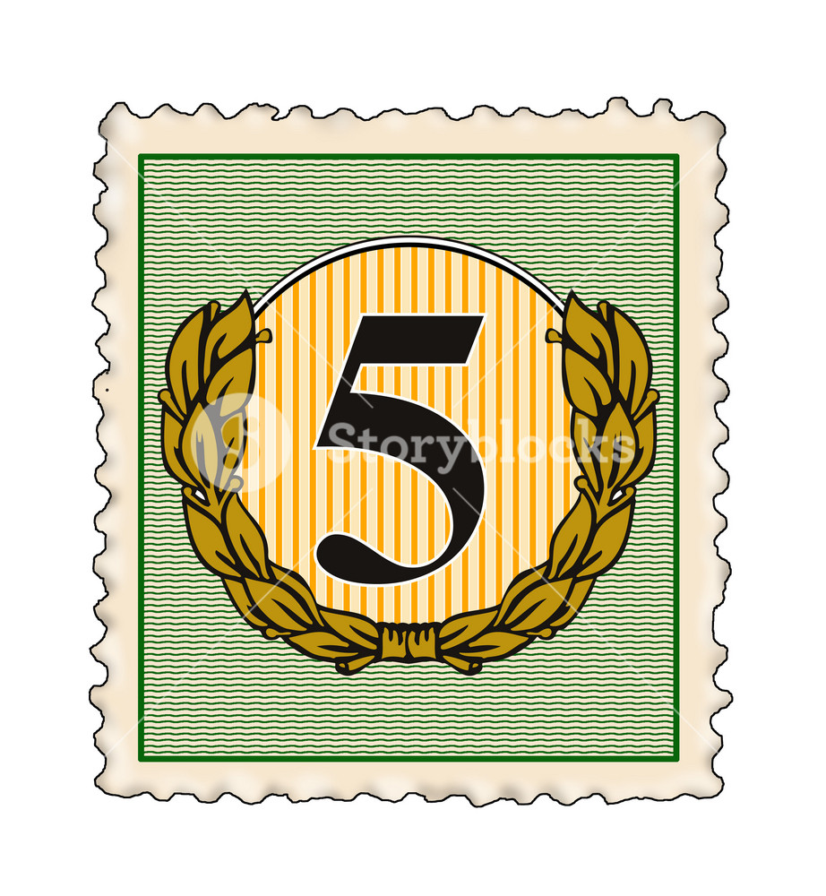 Number 5 In Stamp Royalty-Free Stock Image - Storyblocks