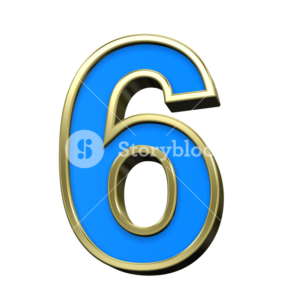 One Digit From Turquoise With Gold Shiny Frame Alphabet Set Royalty ...