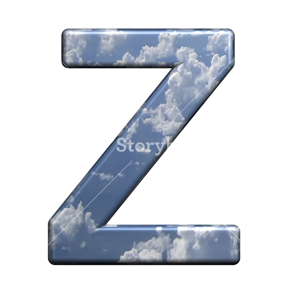 One Letter From Blue Sky Alphabet Set, Isolated On White. Royalty-Free ...