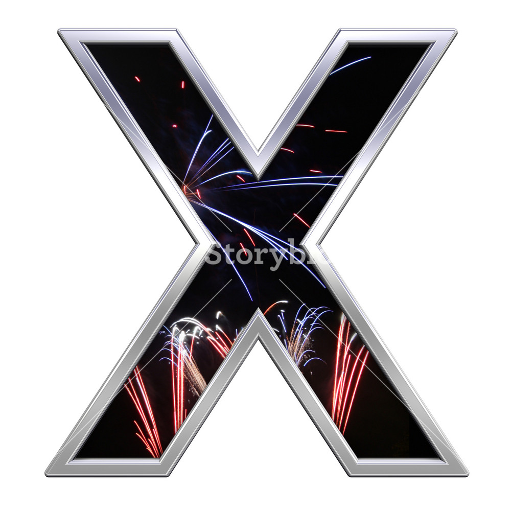 One Letter From Firework With Chrome Frame Alphabet Set Royalty-Free ...