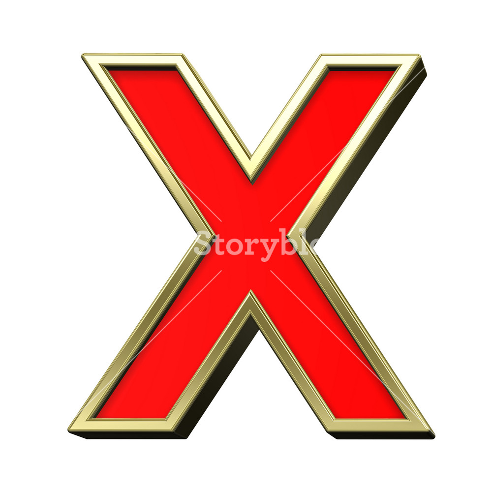 One Letter From Red With Gold Shiny Frame Alphabet Set Royalty-Free ...