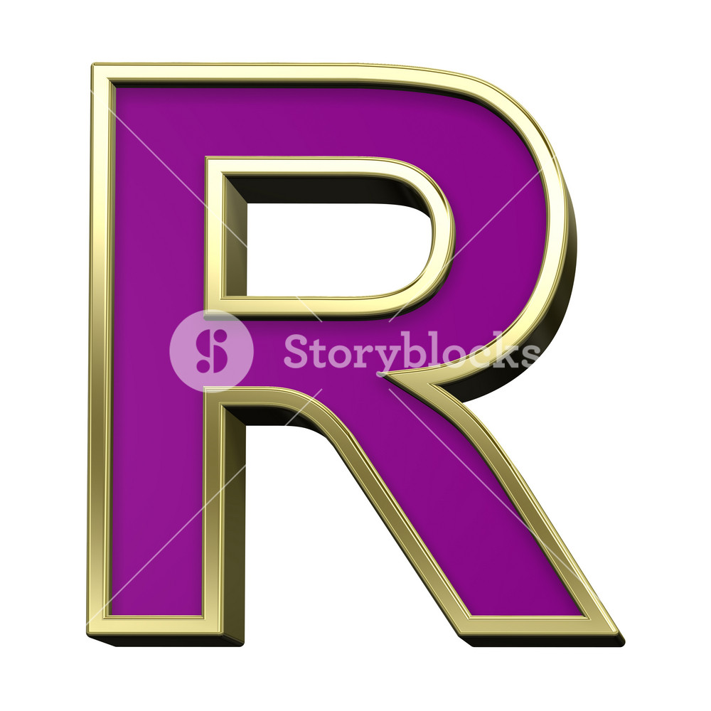 One Letter From Violet With Gold Shiny Frame Alphabet Set Royalty-Free ...