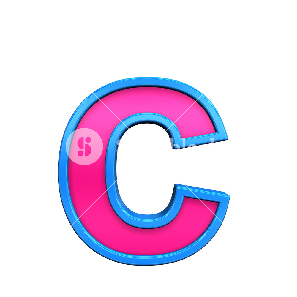 One Lower Case Letter From Pink With Blue Frame Alphabet Set, Isolated ...