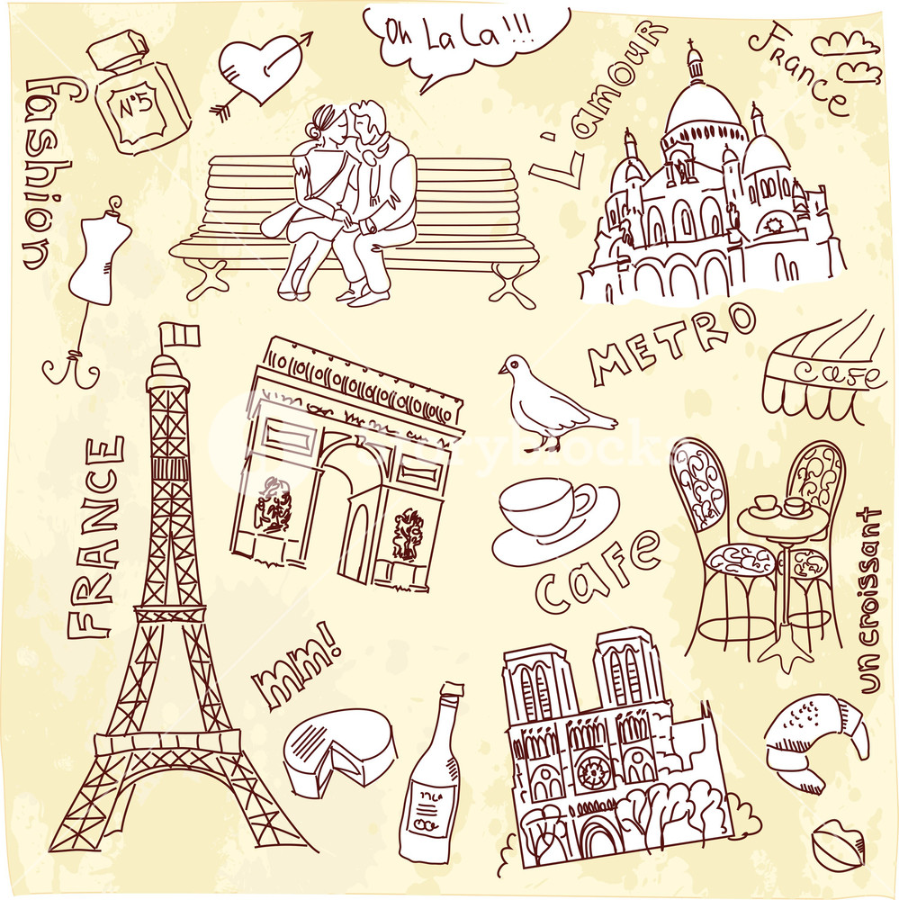 Paris Doodles Royalty-Free Stock Image - Storyblocks