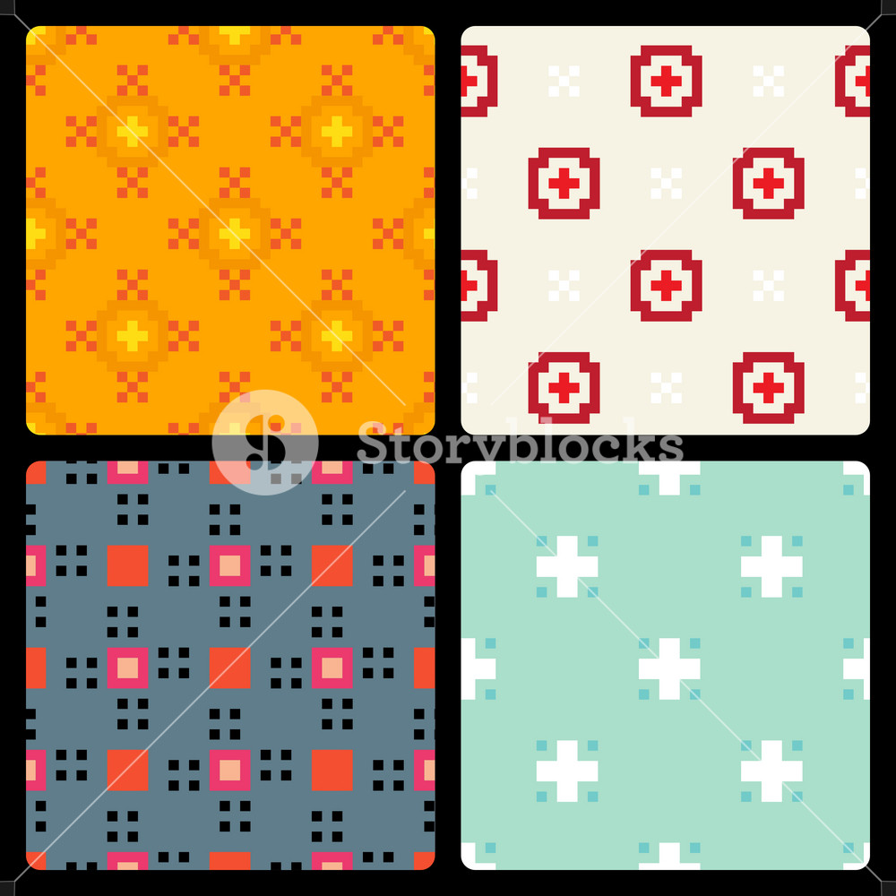 Set Of 4 Pixel Patterns Royalty-Free Stock Image - Storyblocks