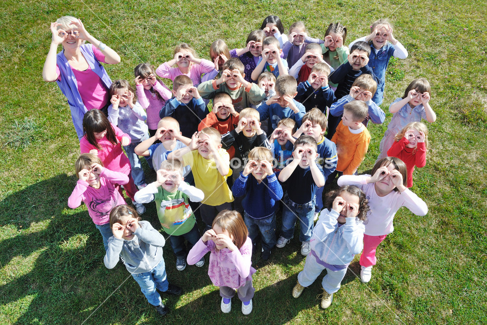 Preschool kids outdoor have fun Royalty-Free Stock Image - Storyblocks