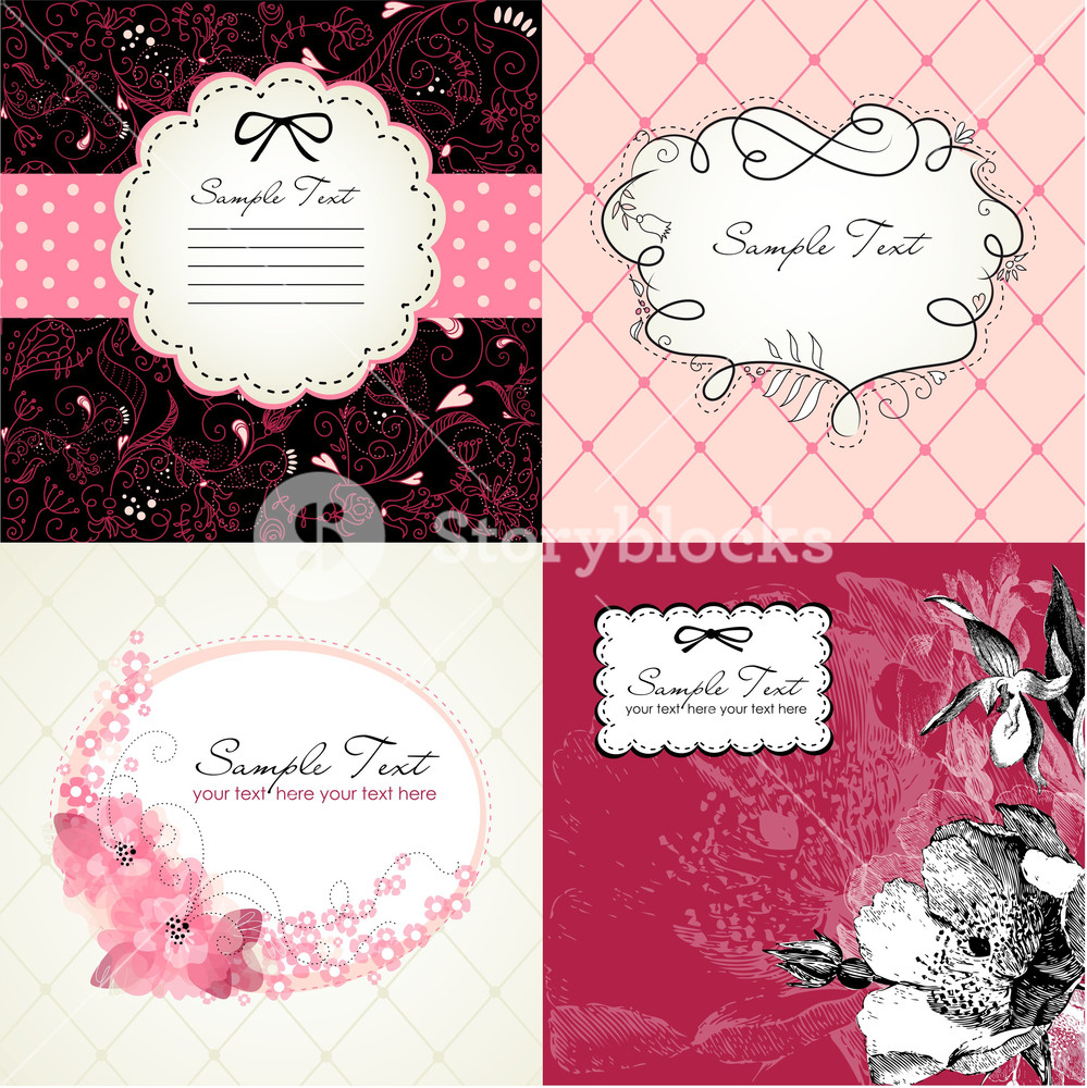Set Of Cute Floral Frames Royalty-Free Stock Image - Storyblocks