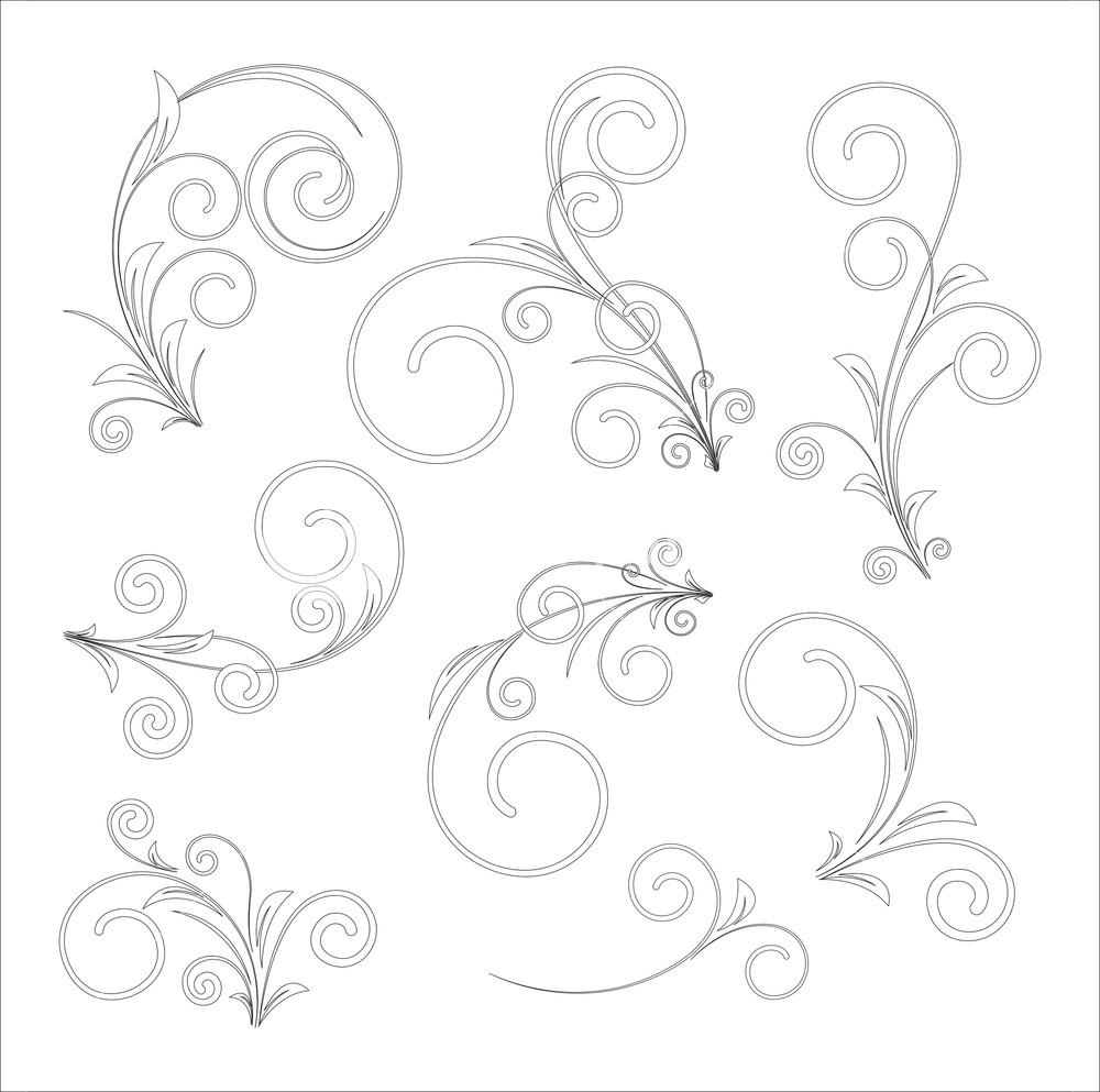 Set Of Flourish Drawing Elements Royalty-Free Stock Image - Storyblocks