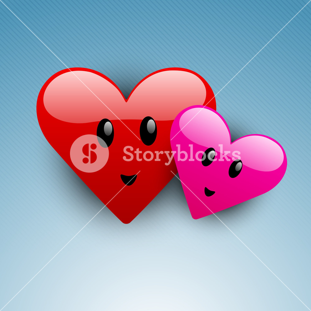 Shiny Two Love Hearts On Blue Background- Royalty-Free Stock Image ...