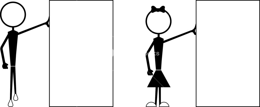 Stick Figures Presenting Blank Banner Royalty-Free Stock Image ...