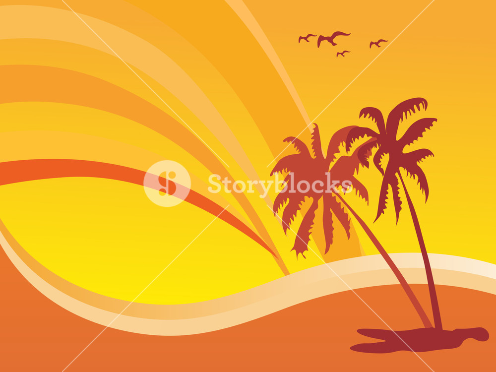 Summer Design With Palm Tree And Rainbow Background Royalty-Free Stock ...