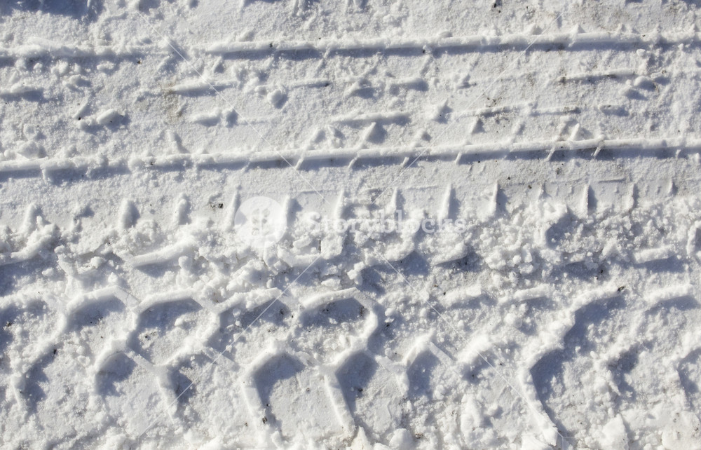 Tyre Prints On Snow Texture Royalty-Free Stock Image - Storyblocks