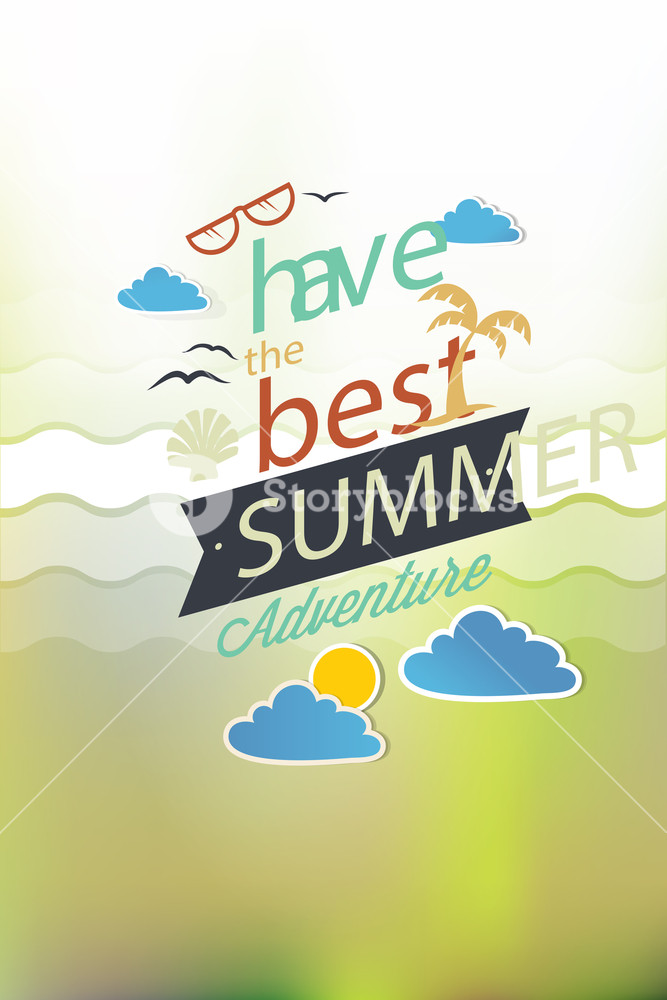 Vector Illustration With Typography And Summer Elements (editable Text ...