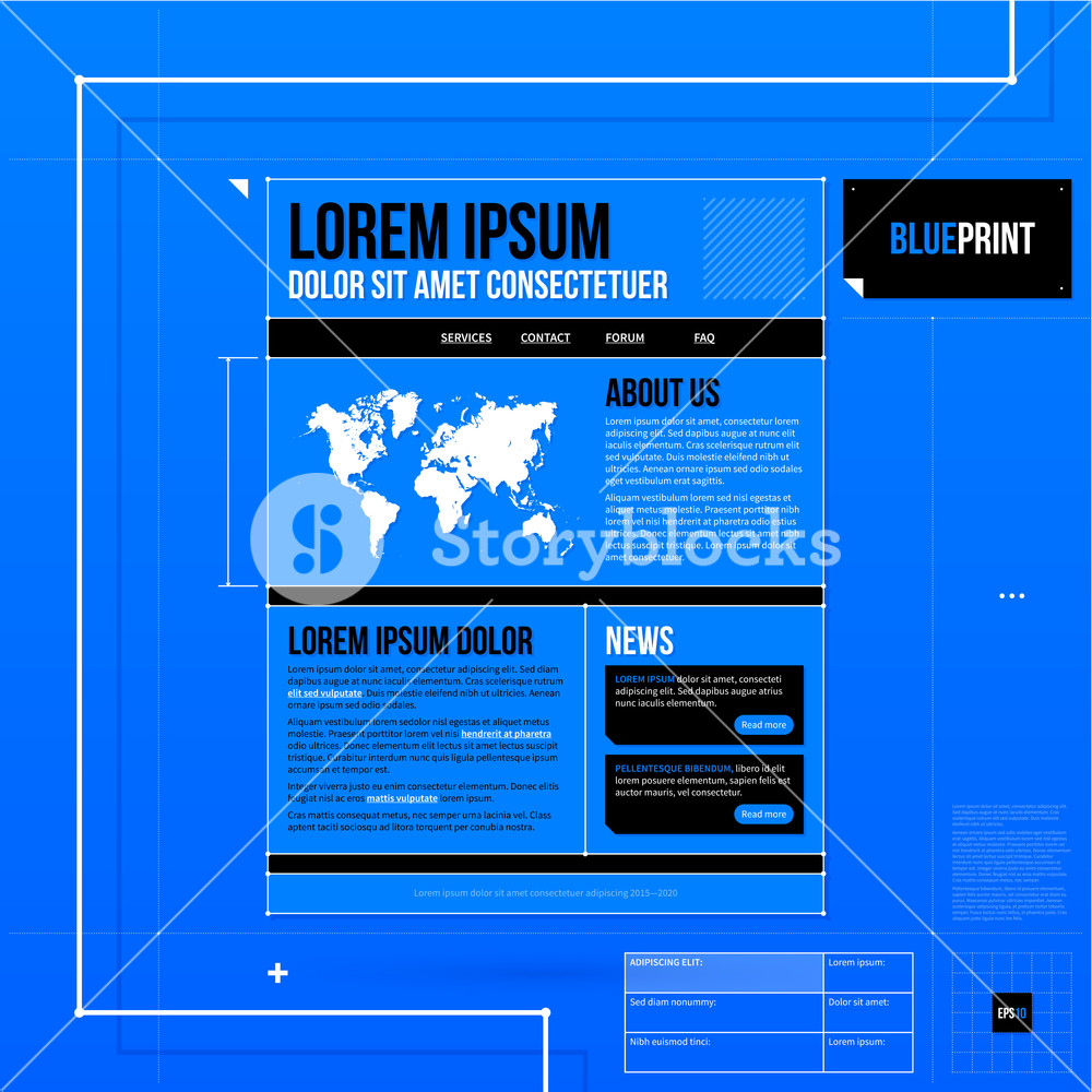 Web Site Template In Blueprint Style. Eps10 Royalty-Free Stock Image ...